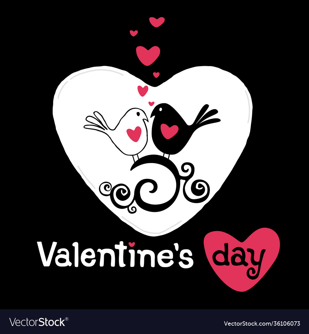 Valentines day design cute doves couple in love Vector Image