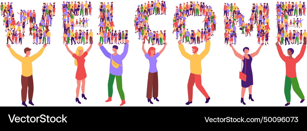 Welcoming banner community welcomer typography Vector Image