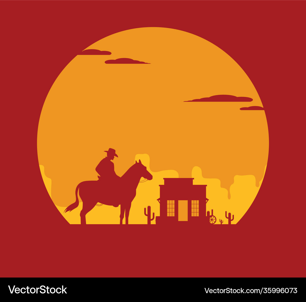 Western desert landscape at sunset Royalty Free Vector Image