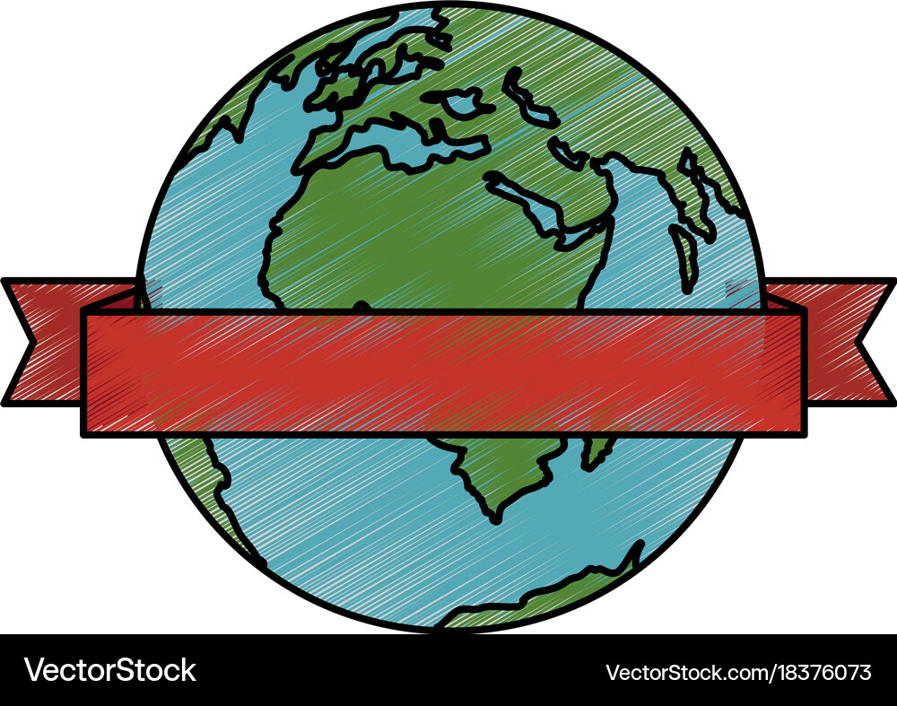 World planet earth with ribbon Royalty Free Vector Image
