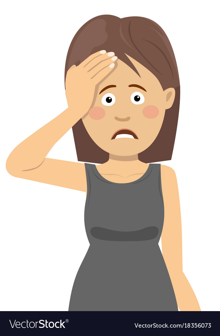 Young woman having headache touching her forehead Vector Image Young woman having headache touching her forehead Vector Image