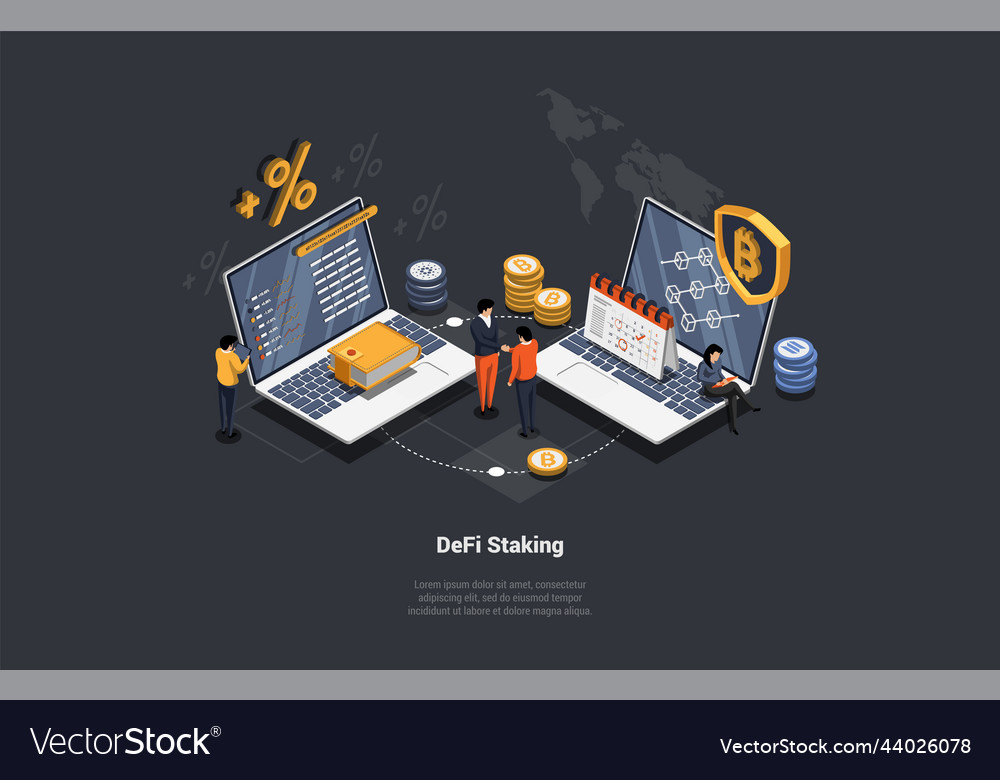 Blockchain technology and defi staking concept Vector Image