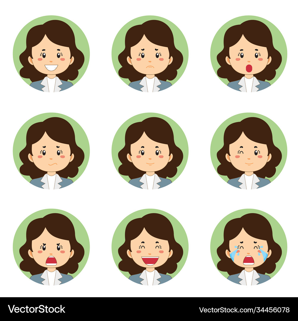 Businesswoman avatar with various expression Vector Image