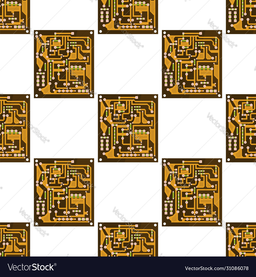 Circuit board seamless pattern on white background
