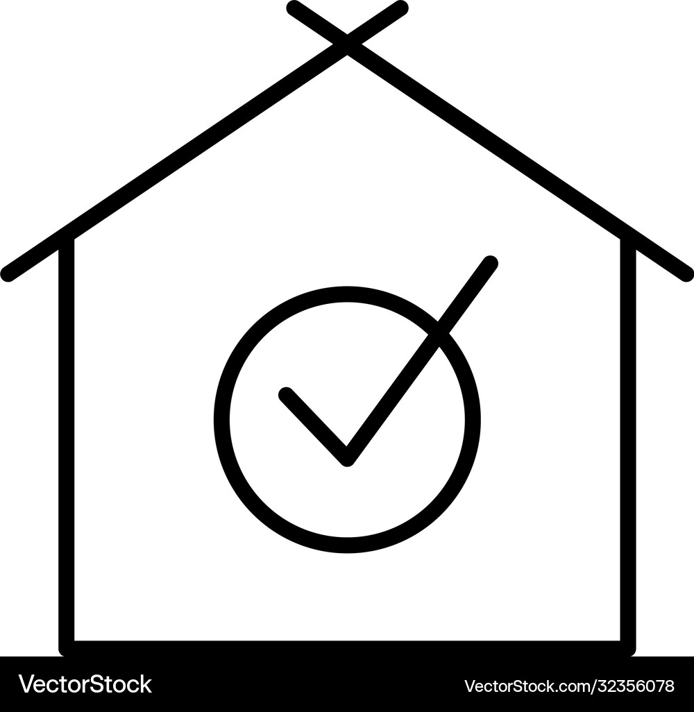 House with check mark icon line style Royalty Free Vector
