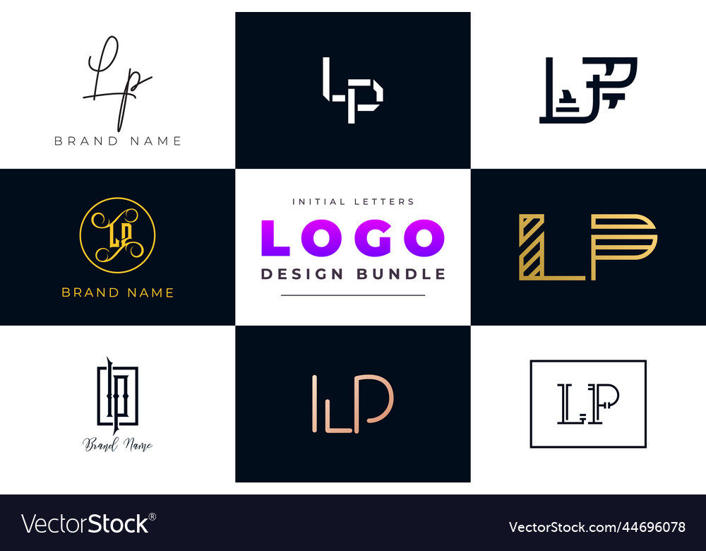 Initial letters lp logo design bundle Royalty Free Vector