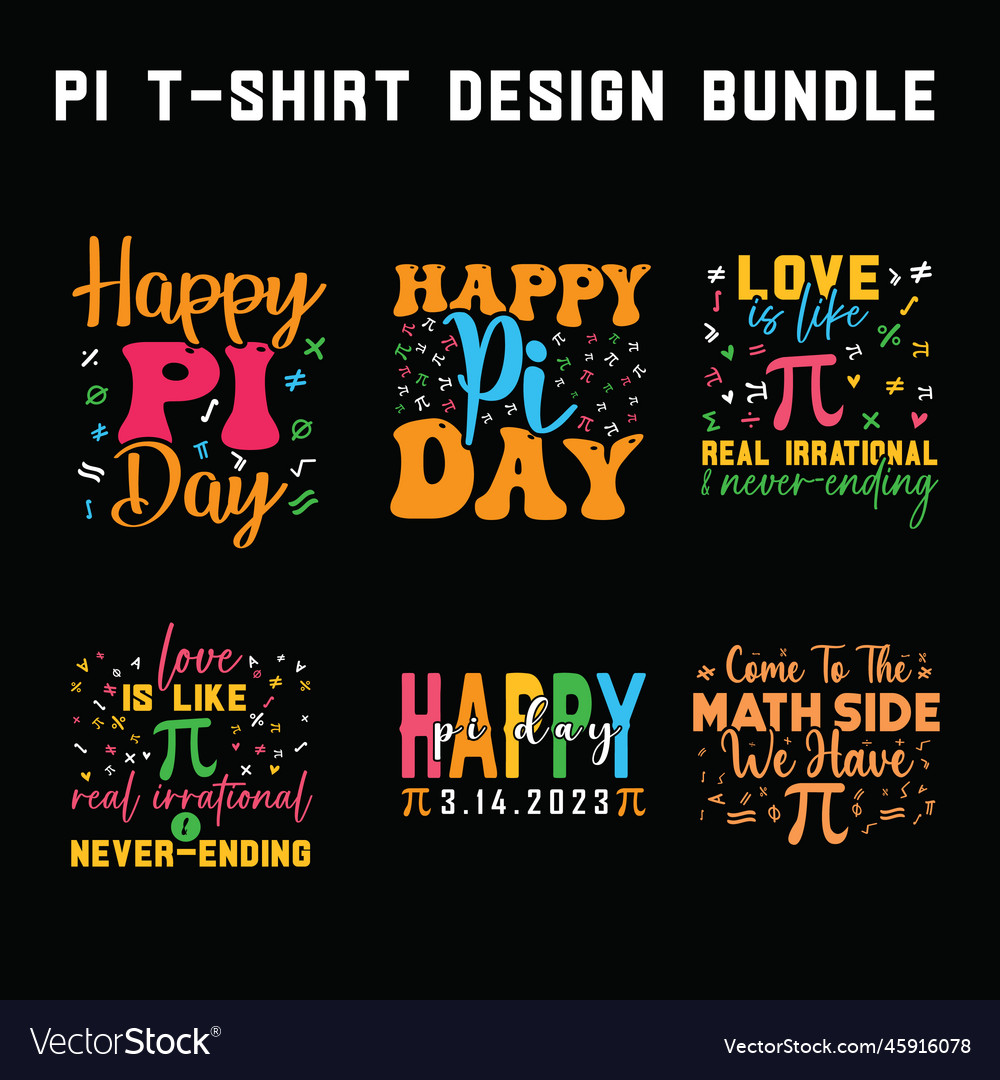 Pi day t-shirt design bundle Royalty Free Vector Image