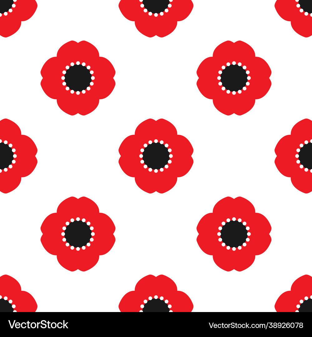 Seamless pattern with red poppy flowers on white Vector Image