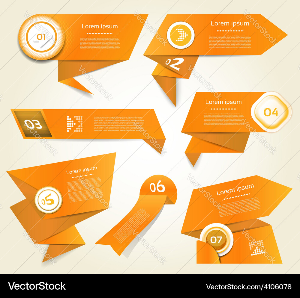 Set of orange progress version step icons eps 10 Vector Image