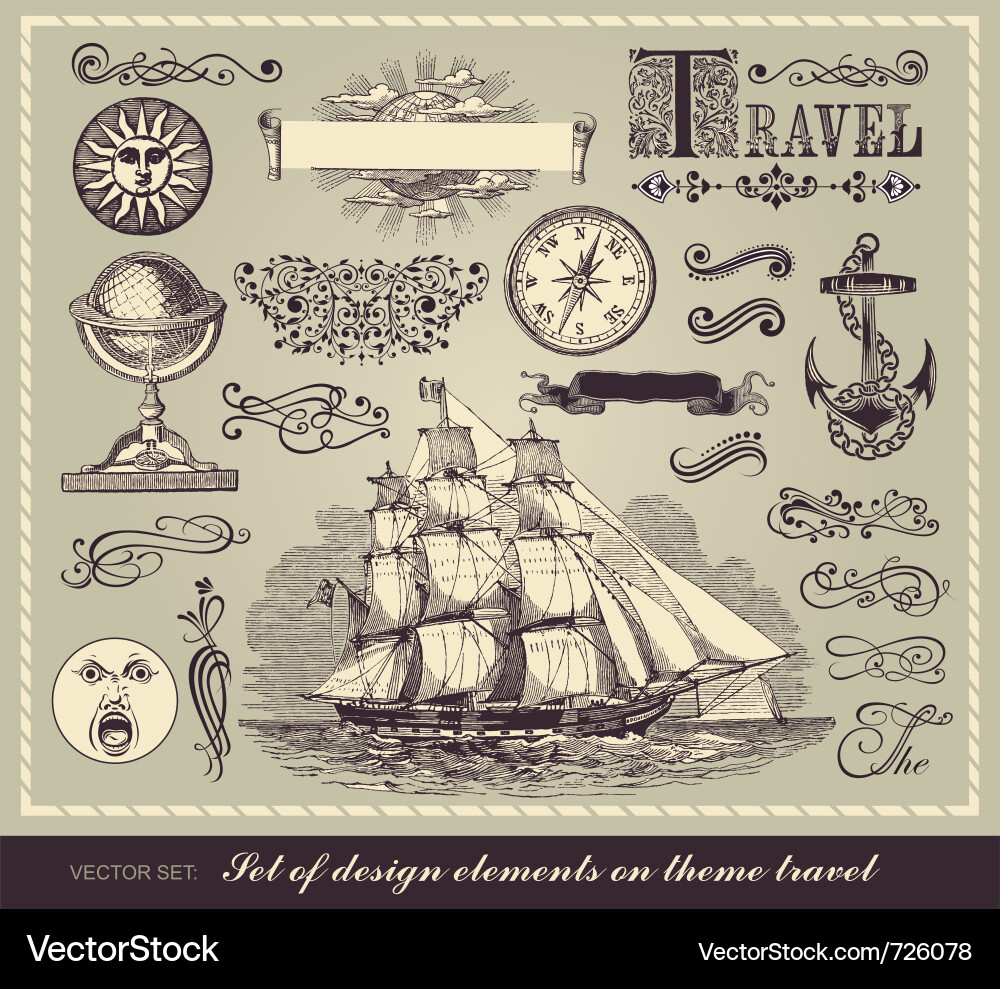 Set travel symbols Royalty Free Vector Image - VectorStock