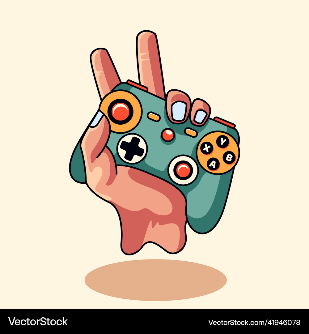 Skull gaming with joy stick emblem modern style Vector Image