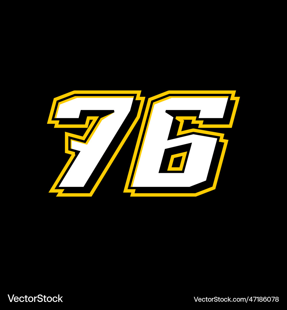 Sport racing number template 76 Royalty Free Vector Image