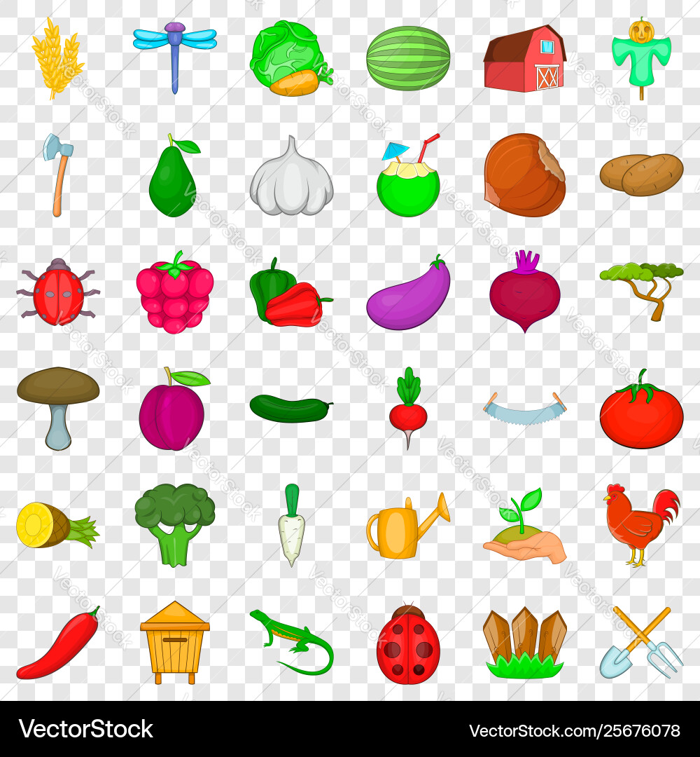 Vegetable icons set cartoon style Royalty Free Vector Image