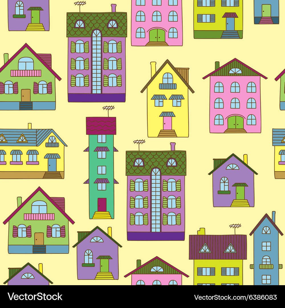 Background with colorful houses Royalty Free Vector Image