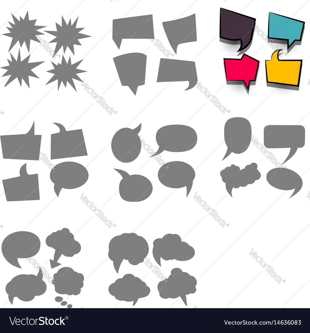Comic set text empty cartoon colored cloud Vector Image