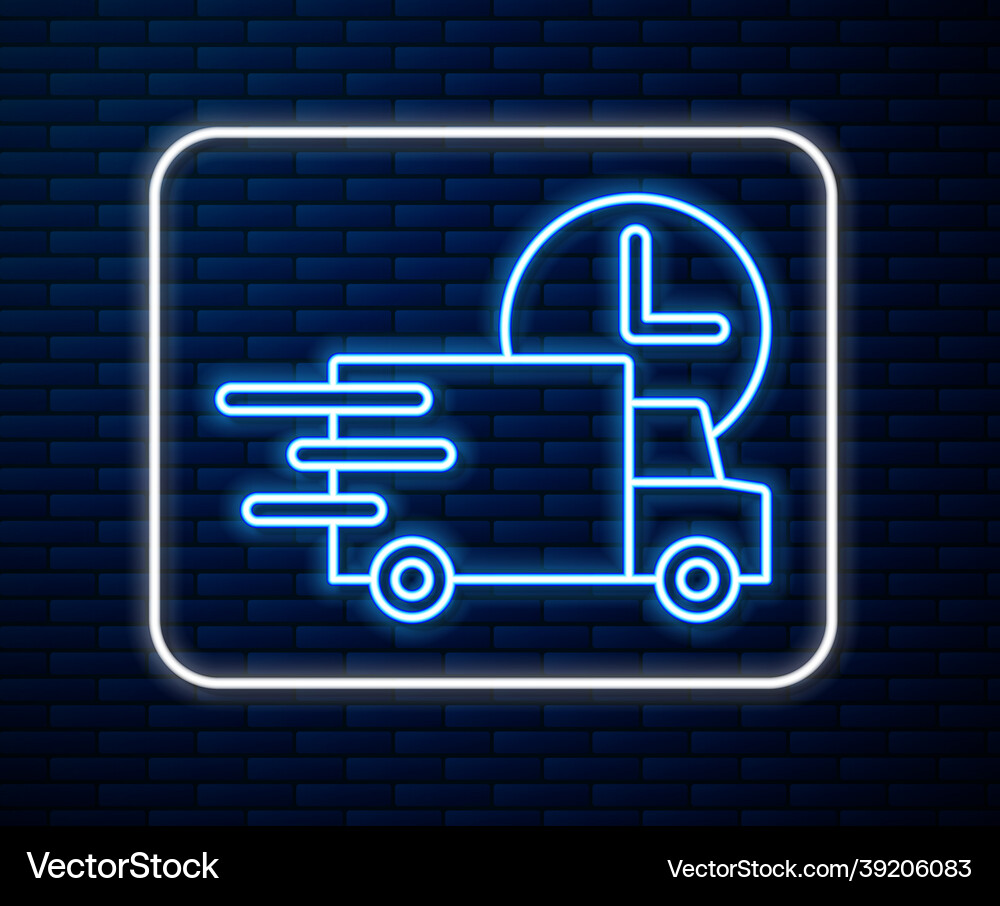 Glowing neon line fast round the clock delivery Vector Image