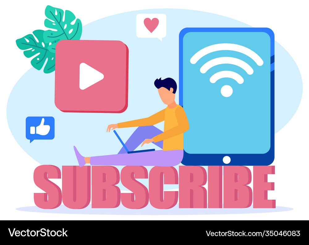 Graphic cartoon character subscribe now Royalty Free Vector