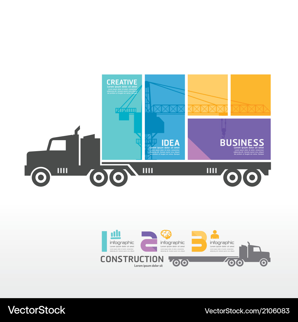 Infographic Template with Container truck banner Vector Image