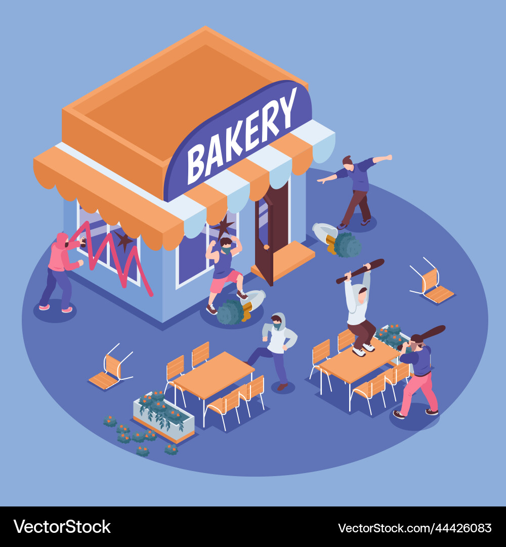 Isometric hooligans composition Royalty Free Vector Image