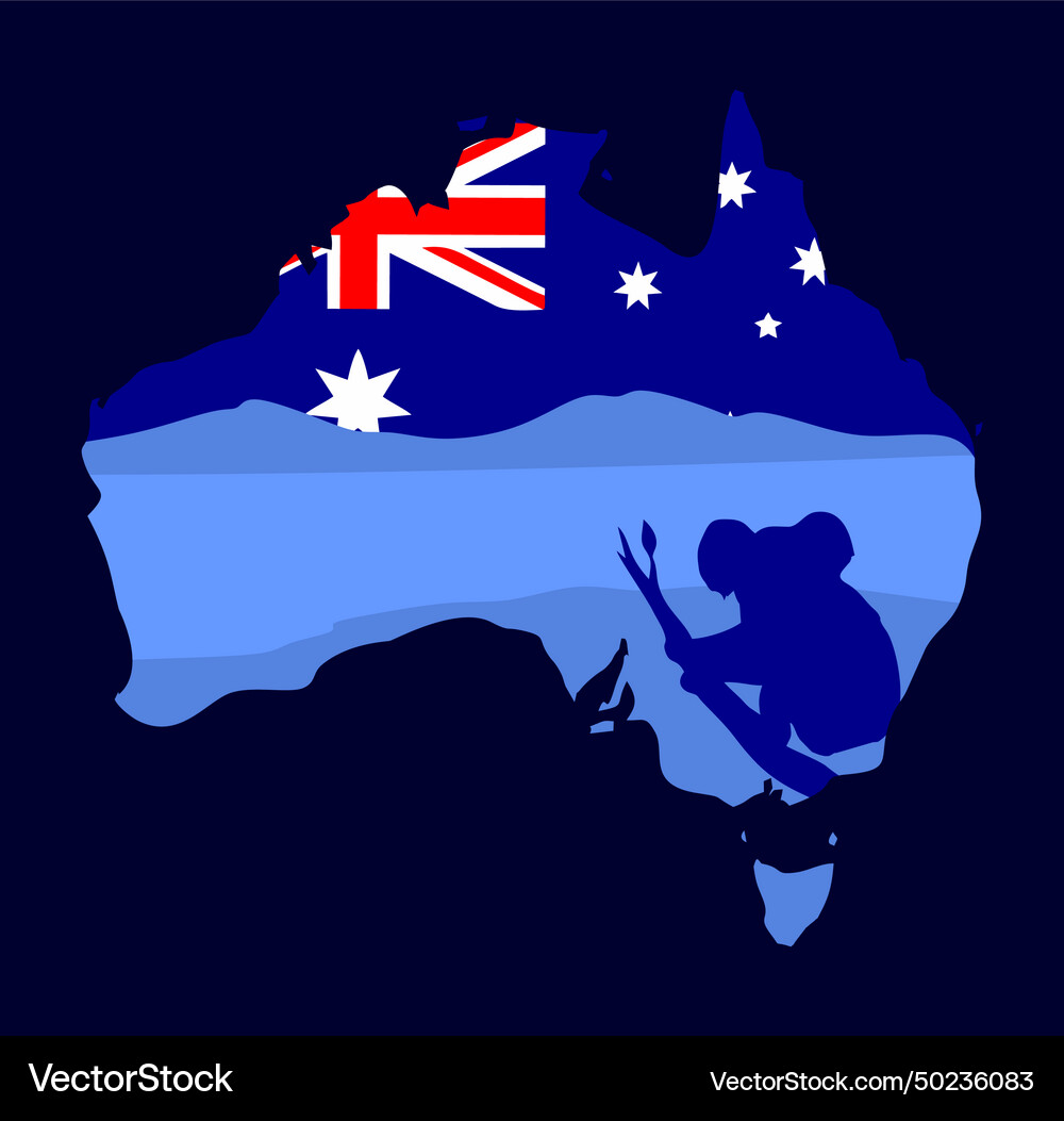 Map of australia in blue Royalty Free Vector Image