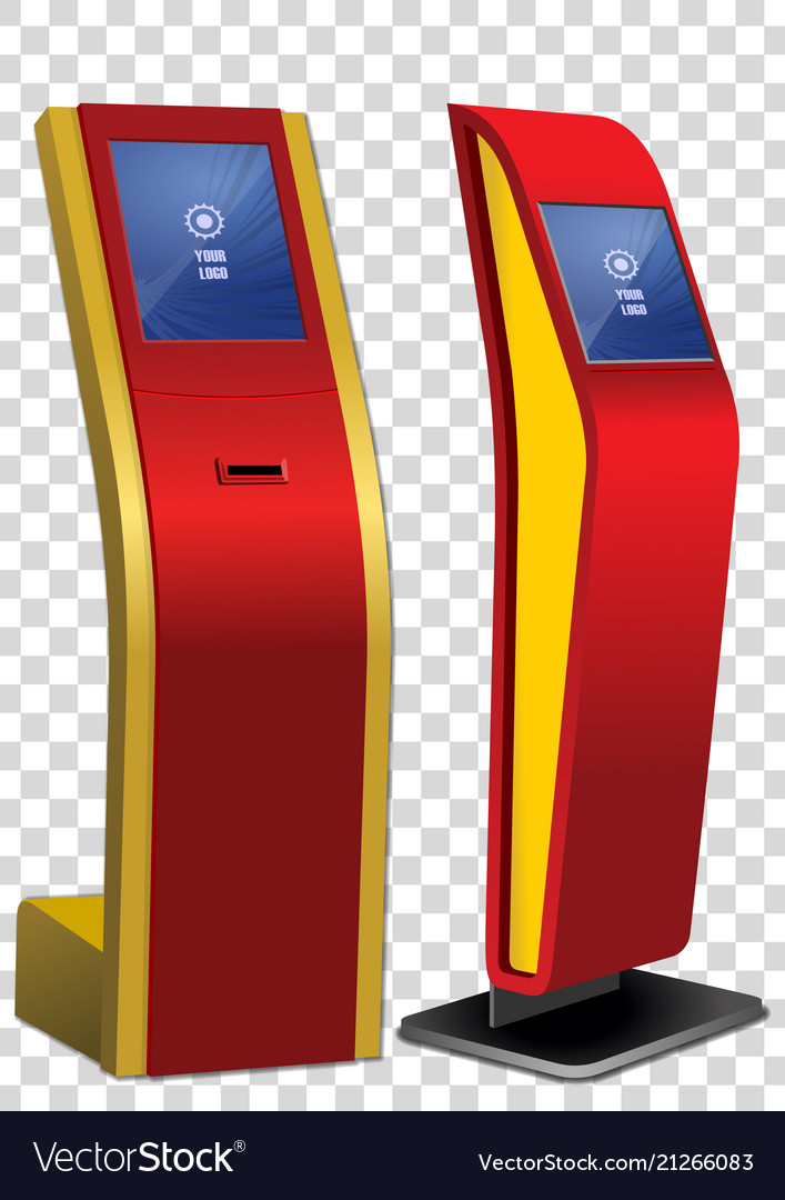 Two red promotional interactive information kiosk Vector Image