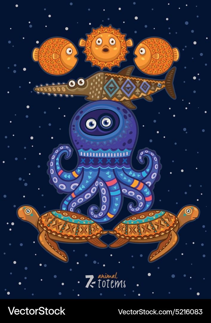 Wild totem animal Turtle Royalty Free Vector Image
