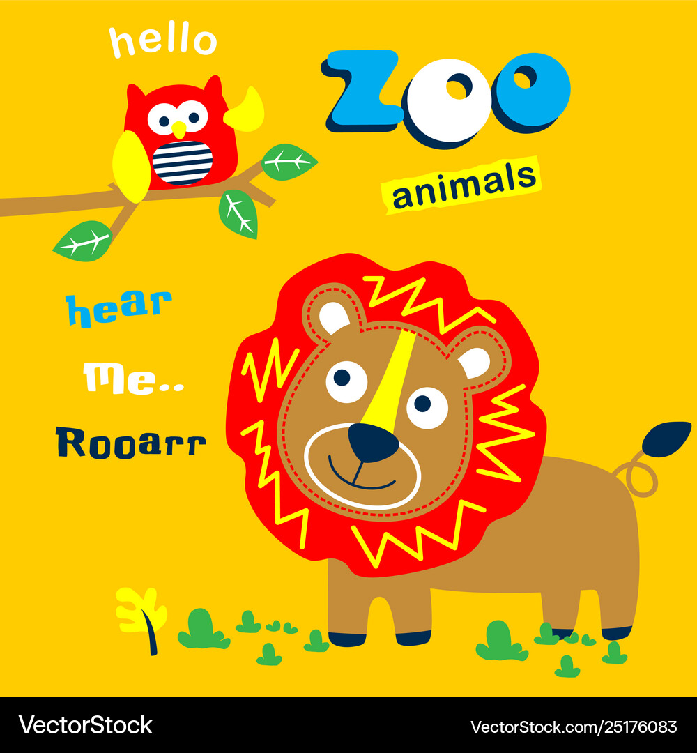 Zoo animals cute cartoon Royalty Free Vector Image