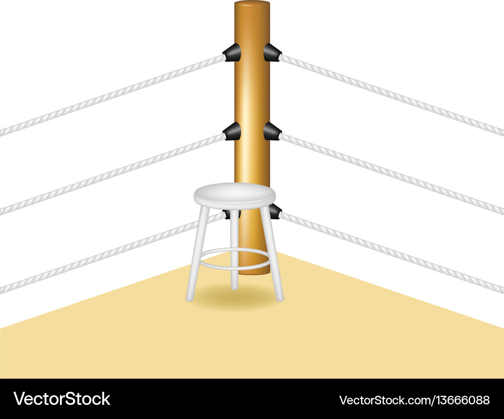Boxing corner with white wooden stool Royalty Free Vector