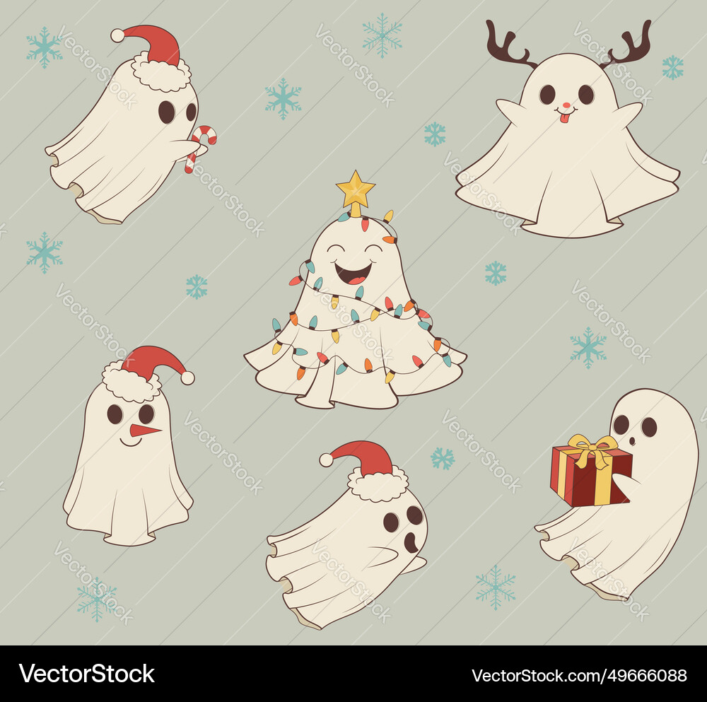 Cartoon christmas spirits Royalty Free Vector Image