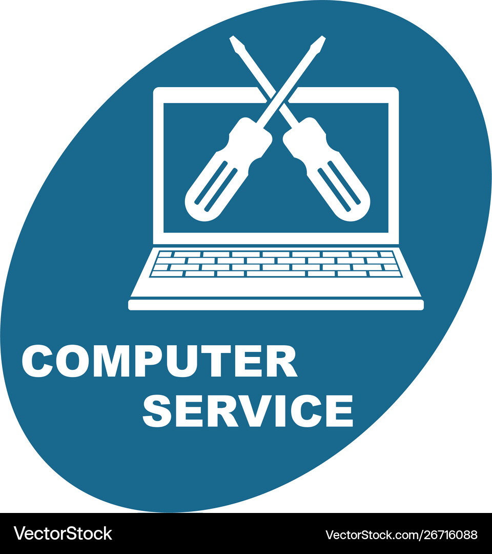 Computer service and repair logo icon Royalty Free Vector