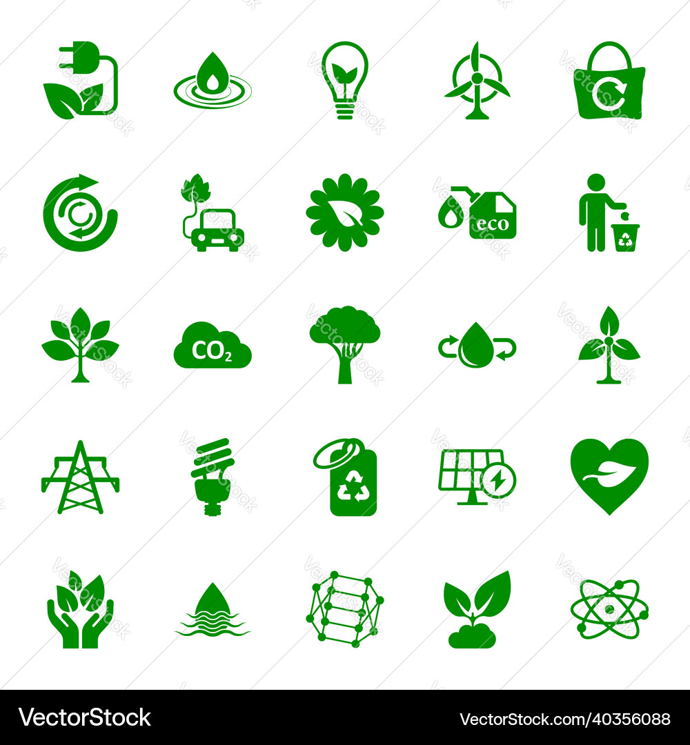 Eco environment icons set in flat style ecology Vector Image