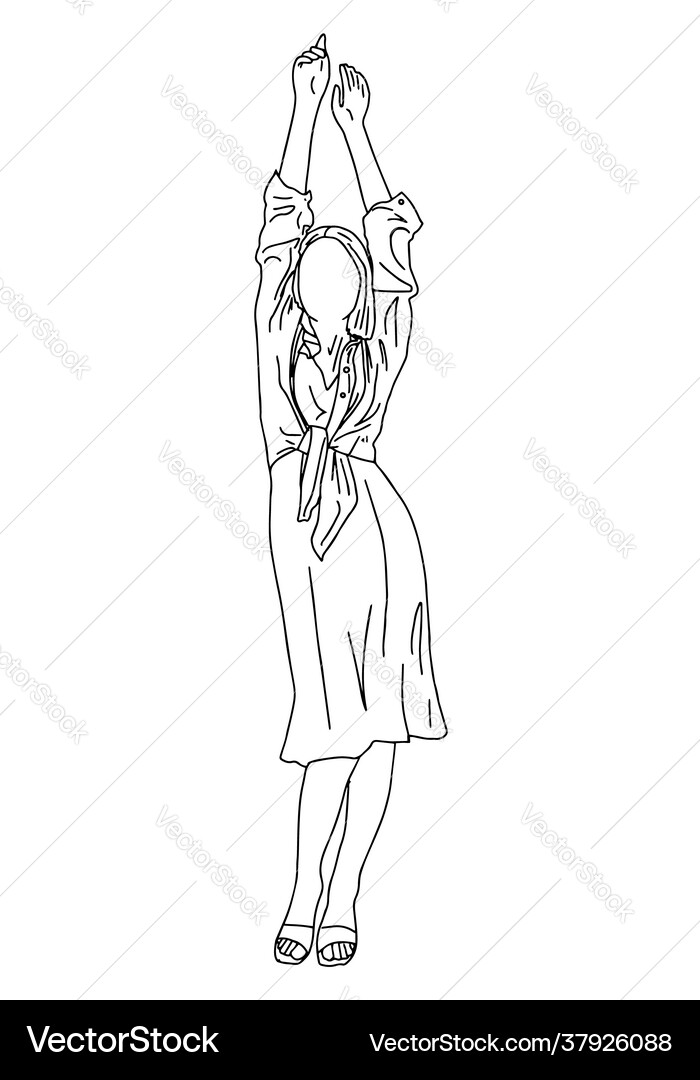 Girl in a linear style Royalty Free Vector Image