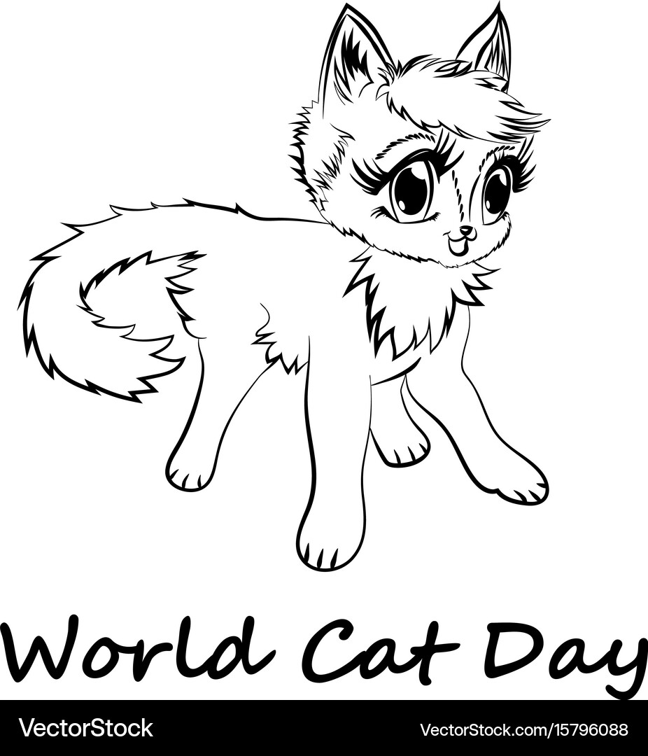 Happy cat day world Royalty Free Vector Image - VectorStock