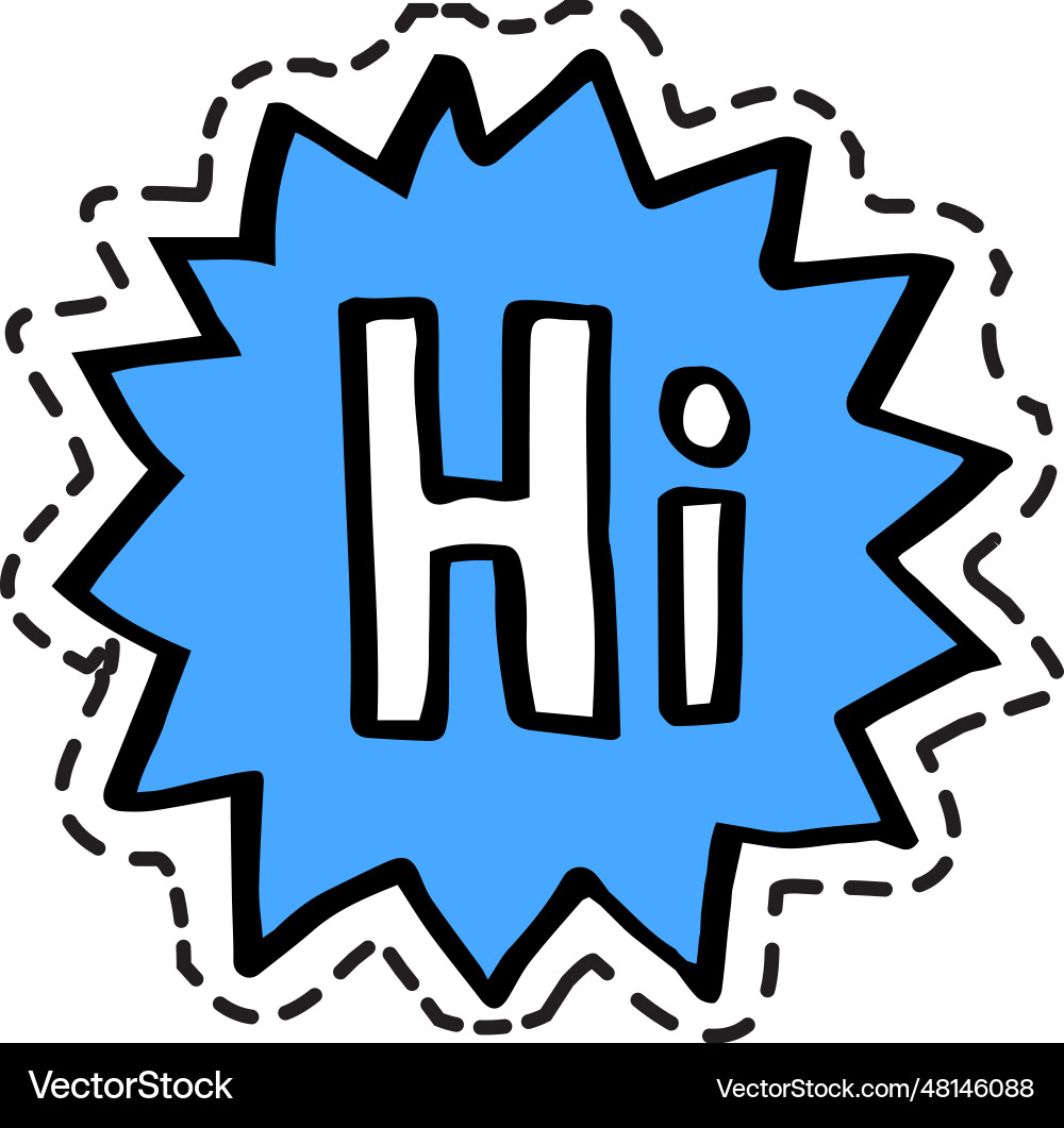 Hi greeting sticker or icon for chatting texting Vector Image
