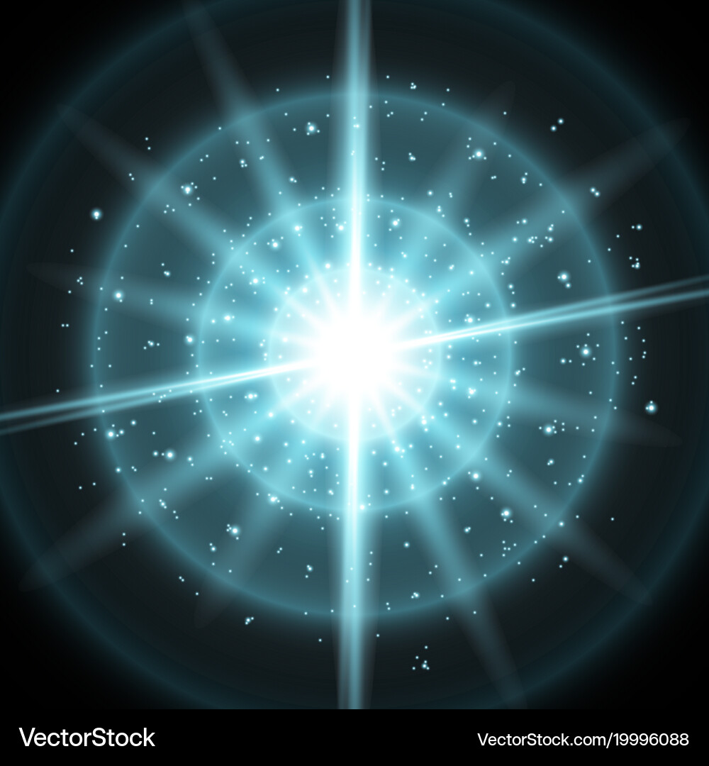 Light circle with waves of and stardust Royalty Free Vector