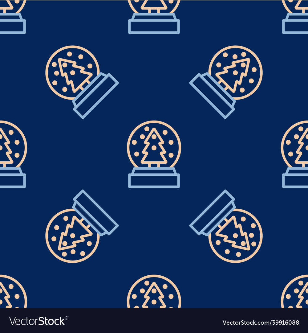 Line christmas snow globe with fallen snow Vector Image