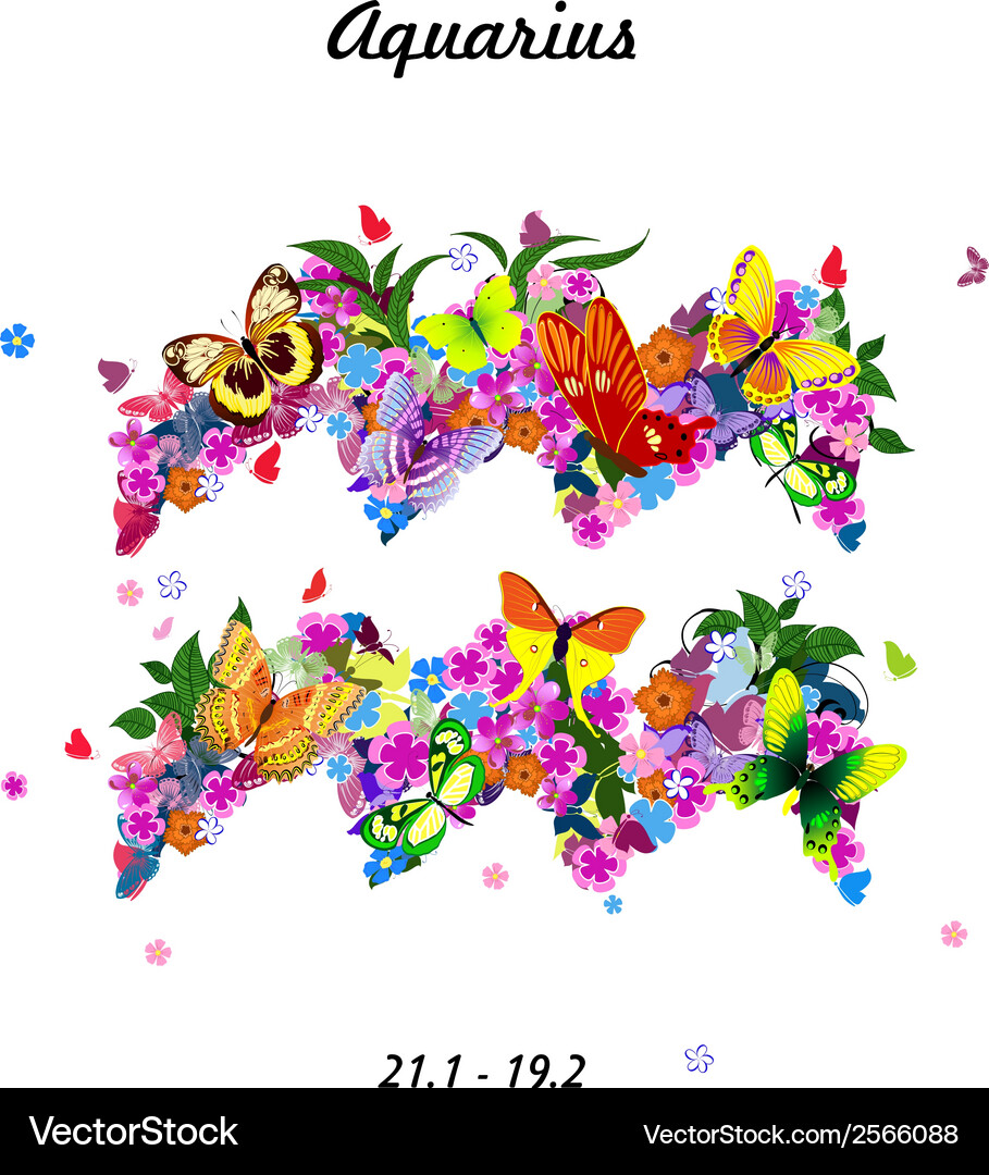 Pattern with butterflies cute zodiac sign Vector Image