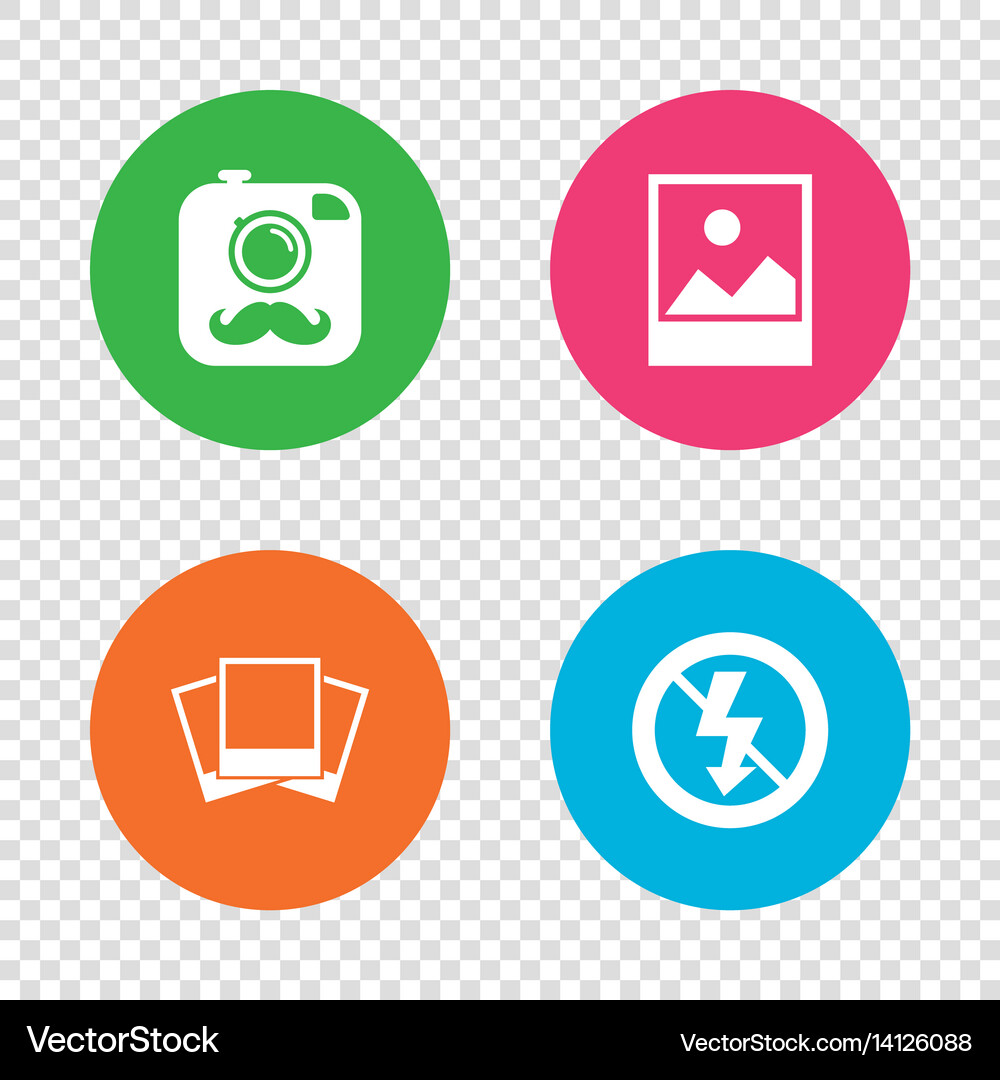 Photo camera icon no flash light sign Royalty Free Vector