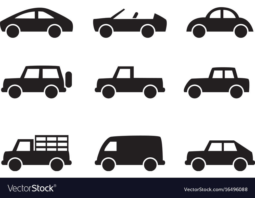Set of car icons in simple style Royalty Free Vector Image