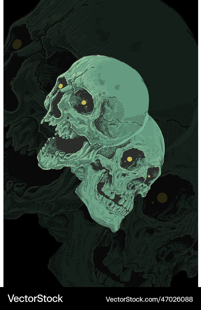 Skull head with eye artwork detail Royalty Free Vector Image
