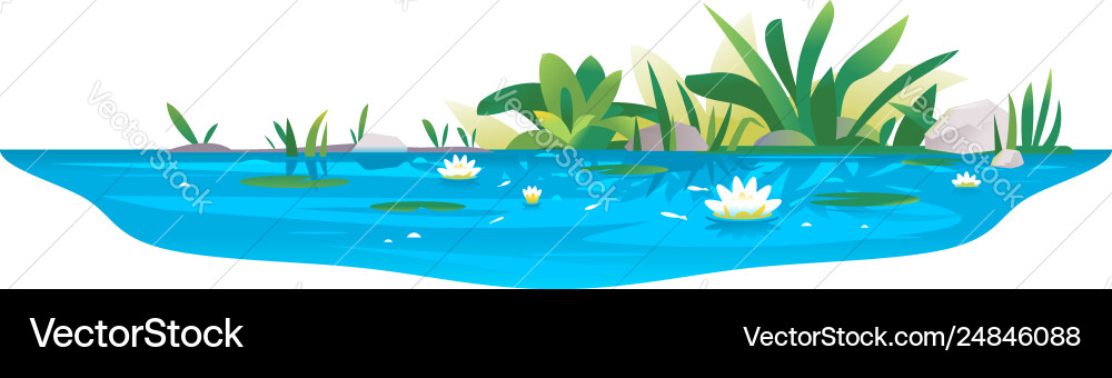 Small pond with water lilies Royalty Free Vector Image