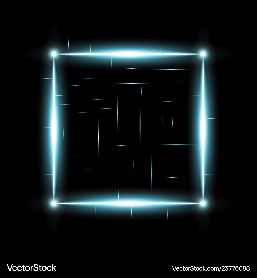 Square with light effects laser sparks aqua color Vector Image