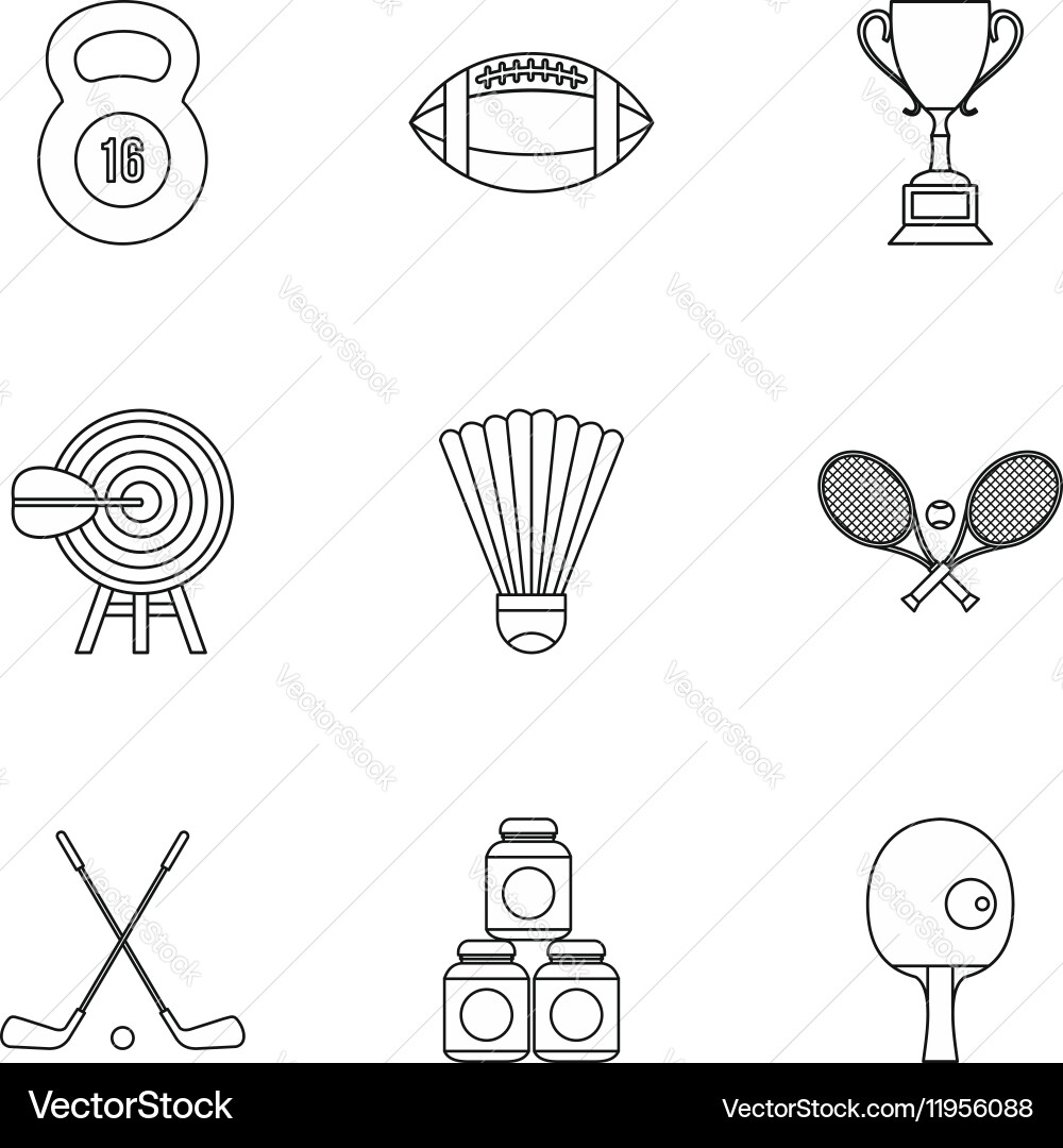 Training icons set outline style Royalty Free Vector Image
