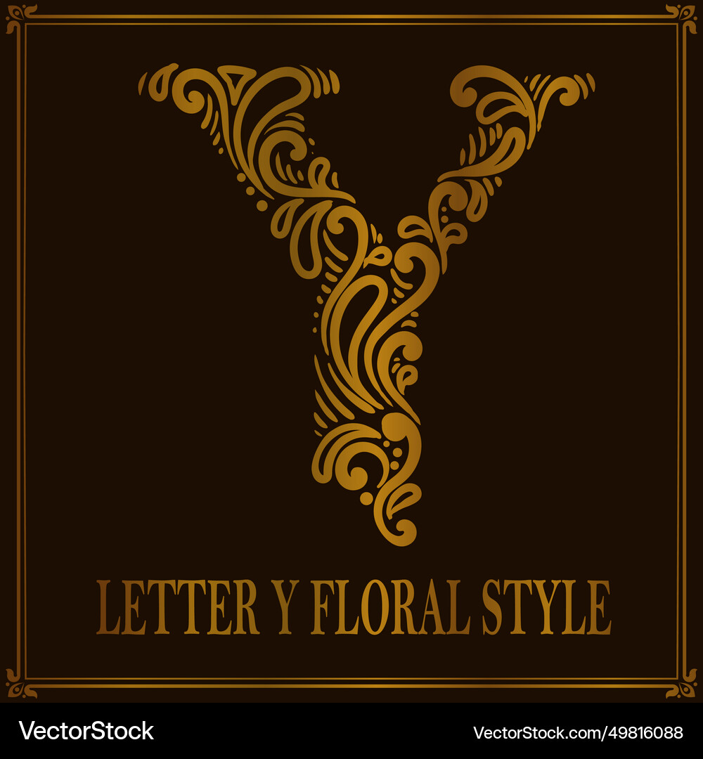Vintage letter y floral pattern style Royalty Free Vector