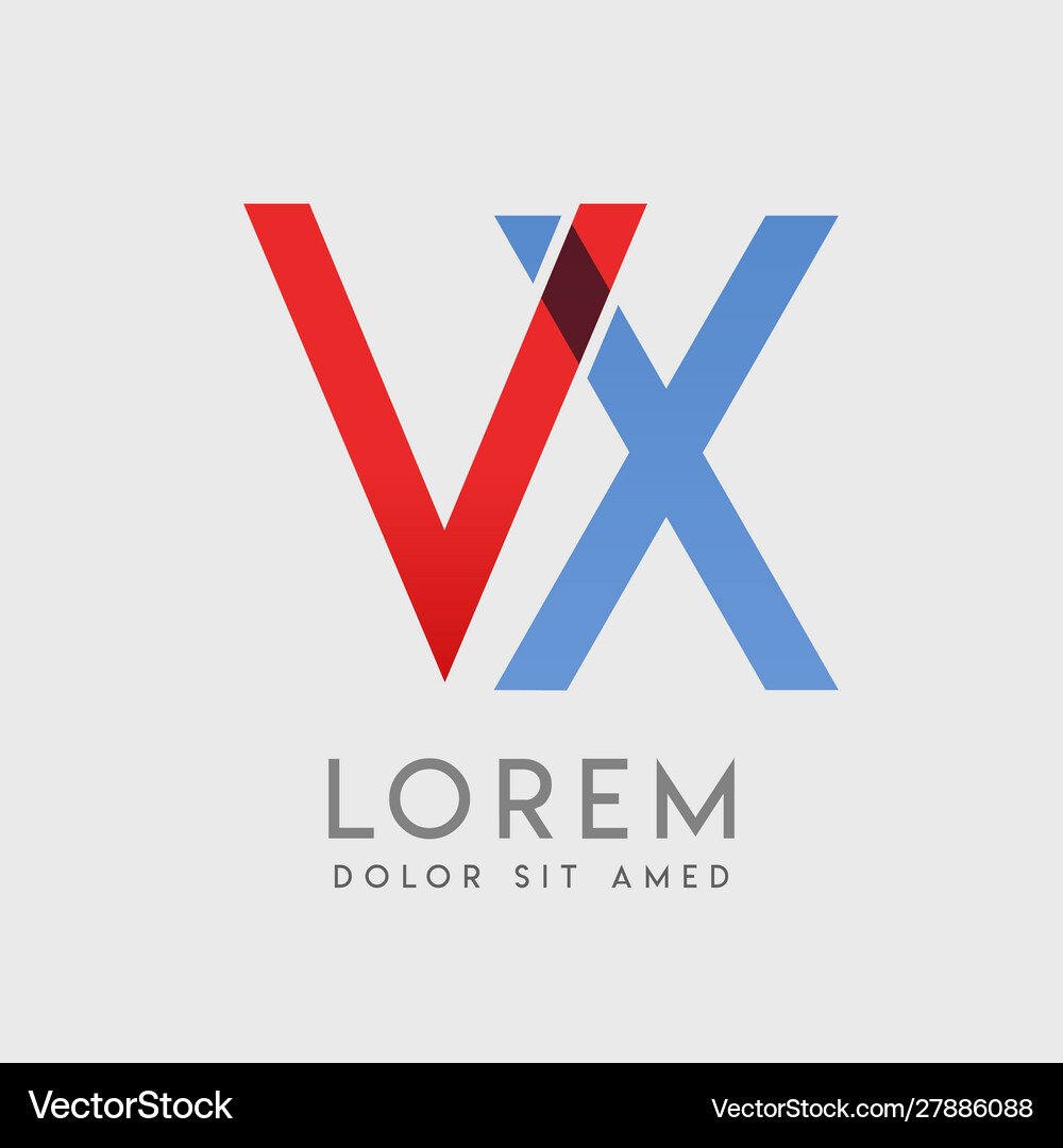 Vx logo letters with blue and red gradation Vector Image