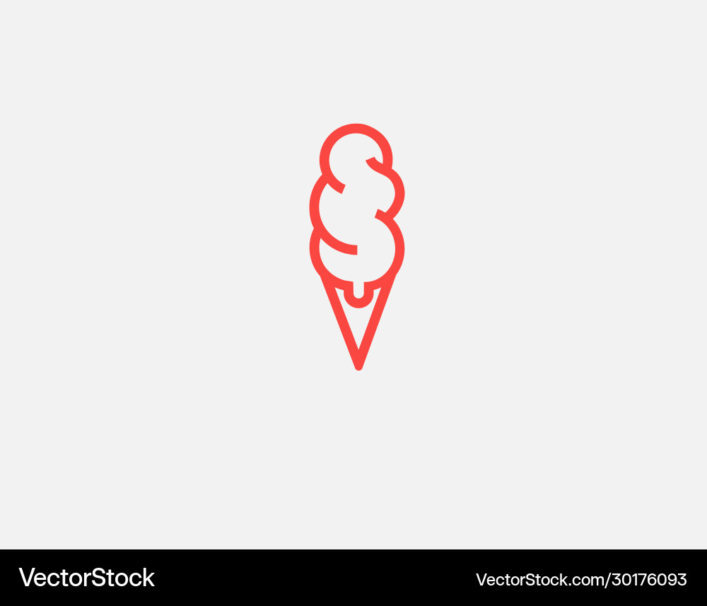 Abstract geometric linear red color ice cream Vector Image