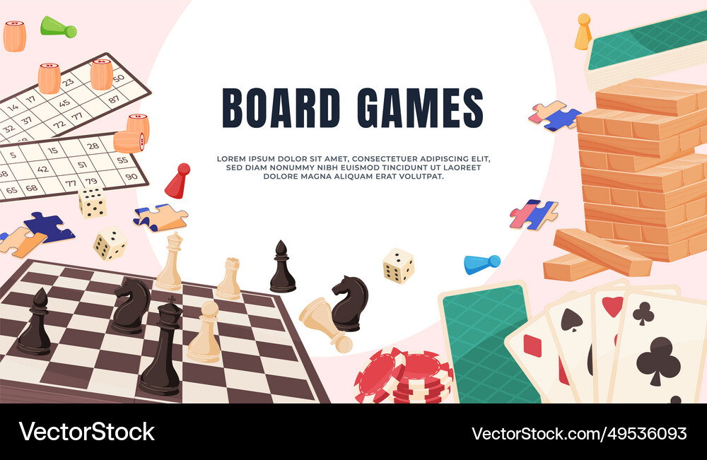 Board games banner fun home for friendly Vector Image