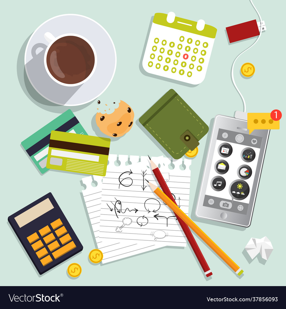 Flat design concept working process Royalty Free Vector