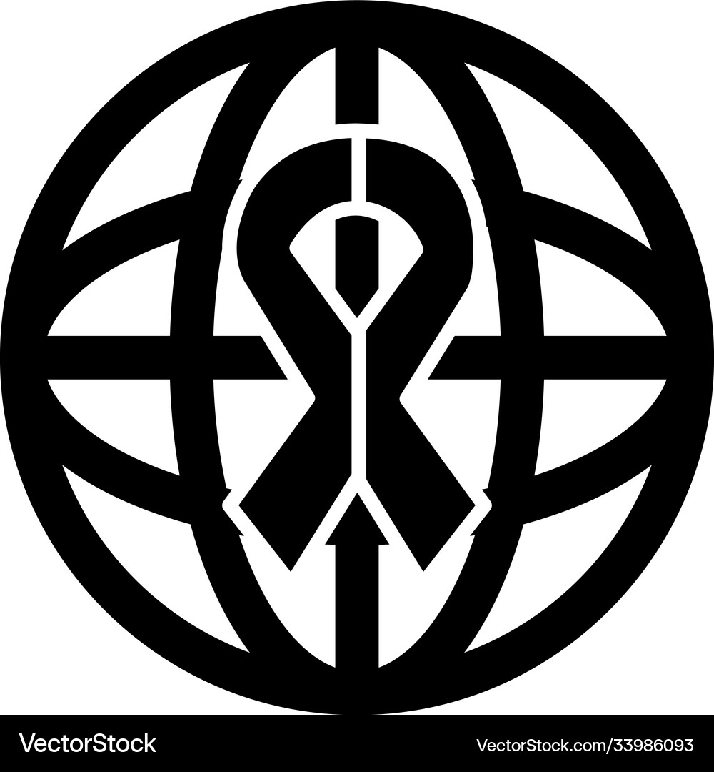 Global sphere with ribbon awareness icon Vector Image