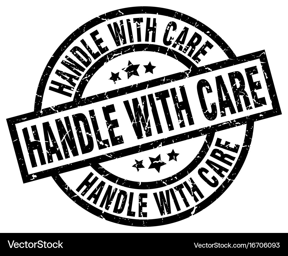 Handle with care round grunge black stamp Vector Image